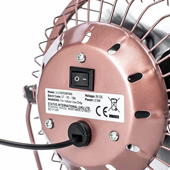 4″ Mini USB Powered Desk Fan – Rose Gold Finish – Mr Gadget Solutions